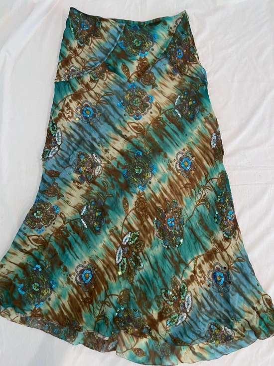 Skirts | Y2k Slik Flared Midi Skirt With Embellishments | Poshmark